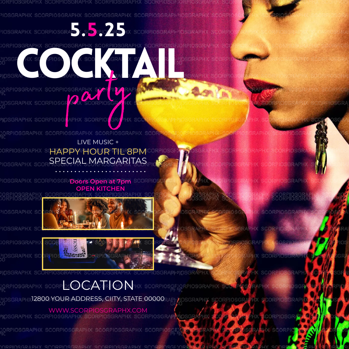 Cocktail Party Canva Template – ScorpiosGraphx
