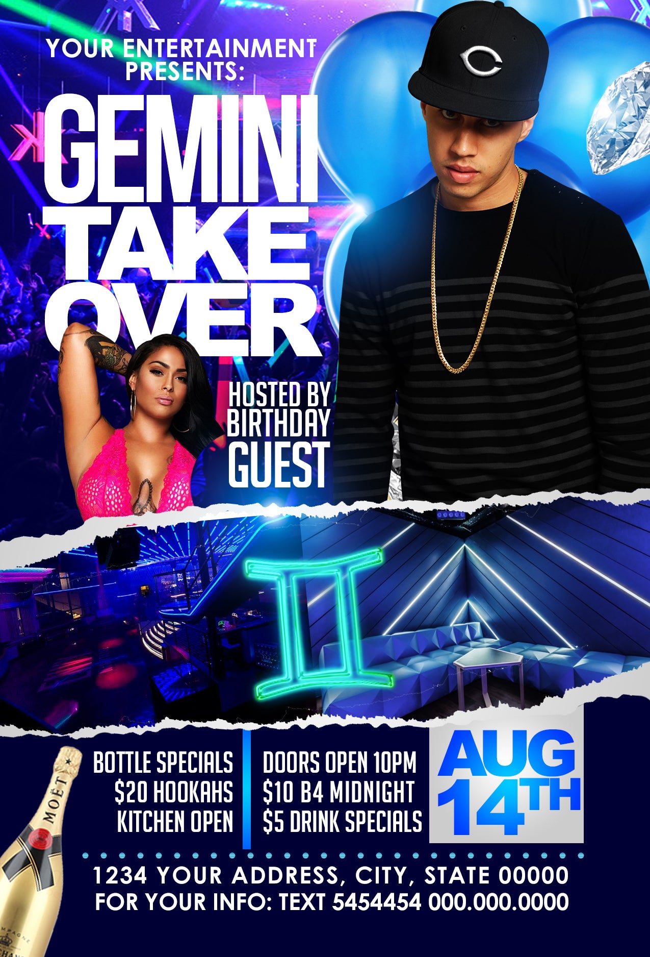 Gemini Birthday Flyer Template – ScorpiosGraphx