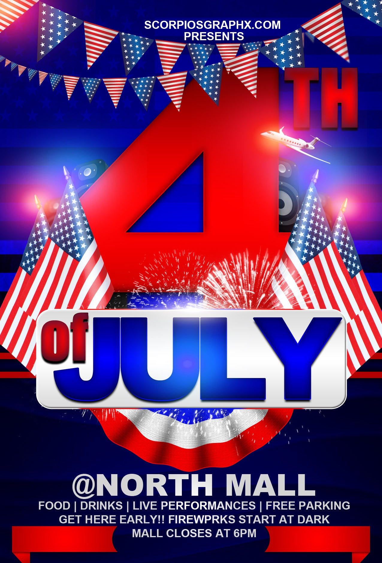4th of July Invitation Flyer Template – ScorpiosGraphx