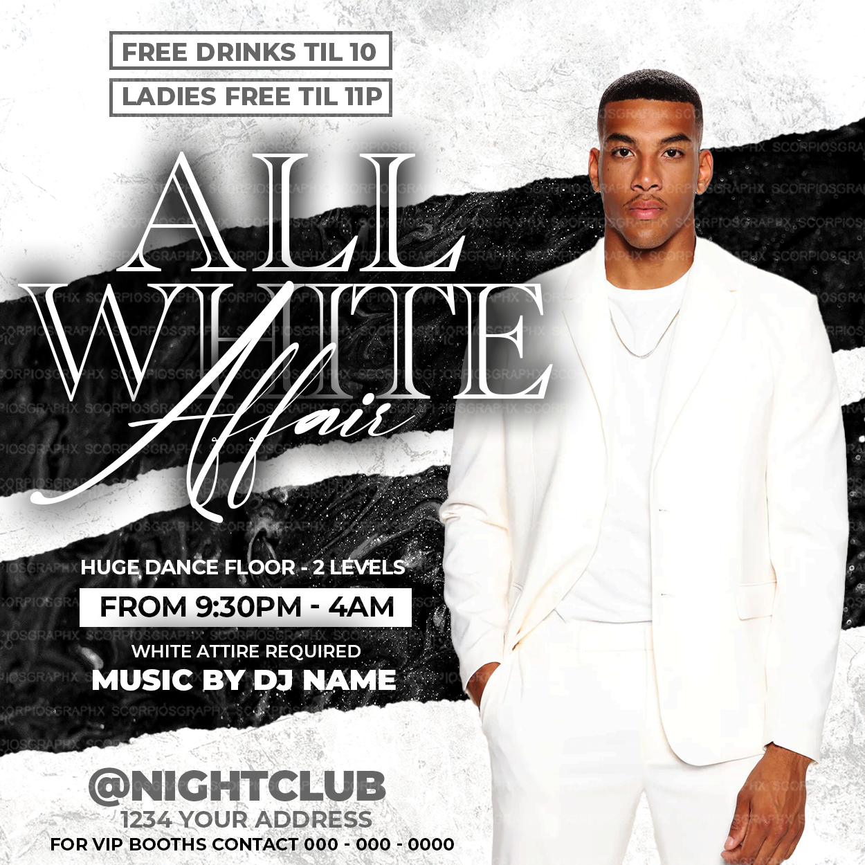 All White Party Flyers Sample White Party PSD Flyer Template #8111